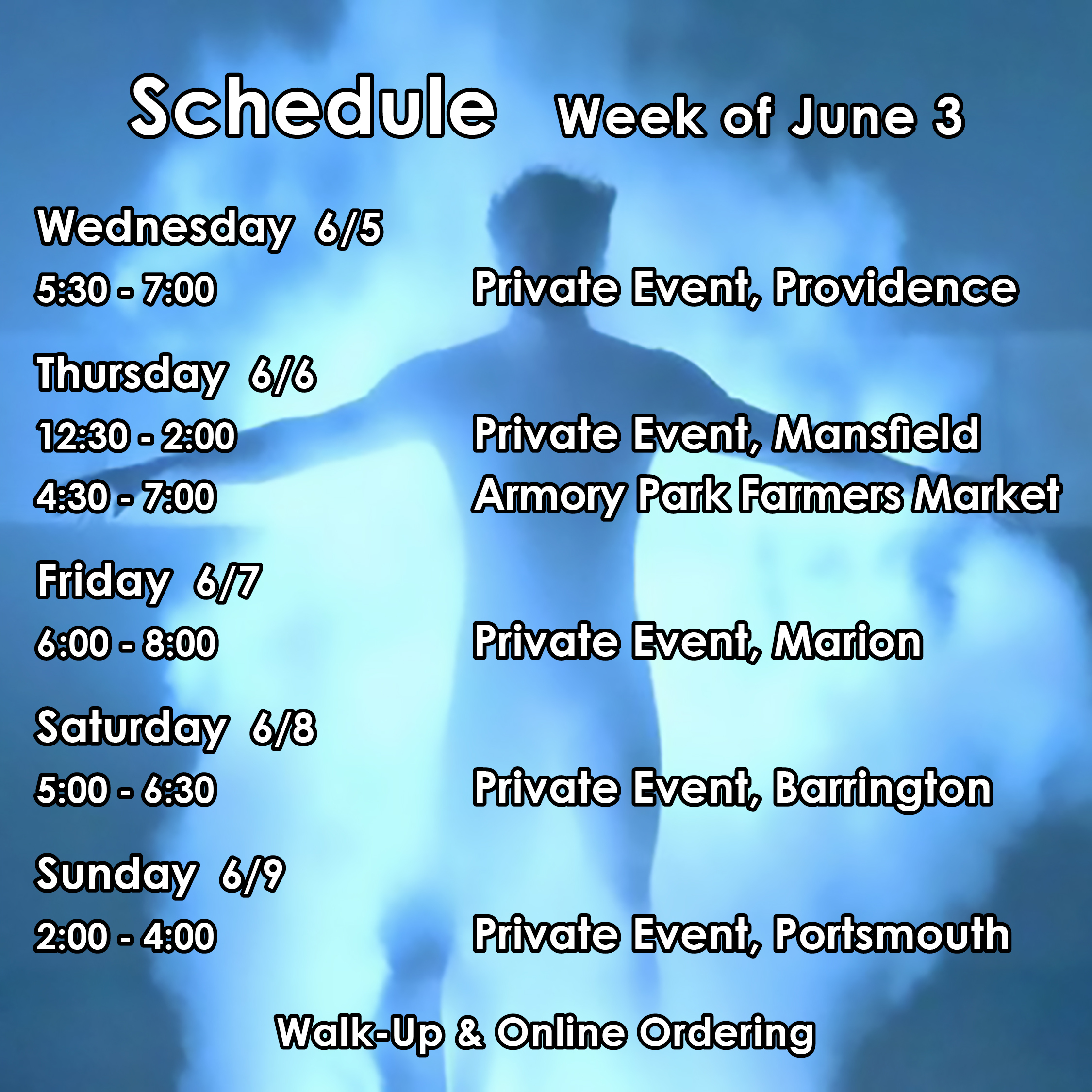 The schedule for the week of June 3, 2024.rocket fine street food