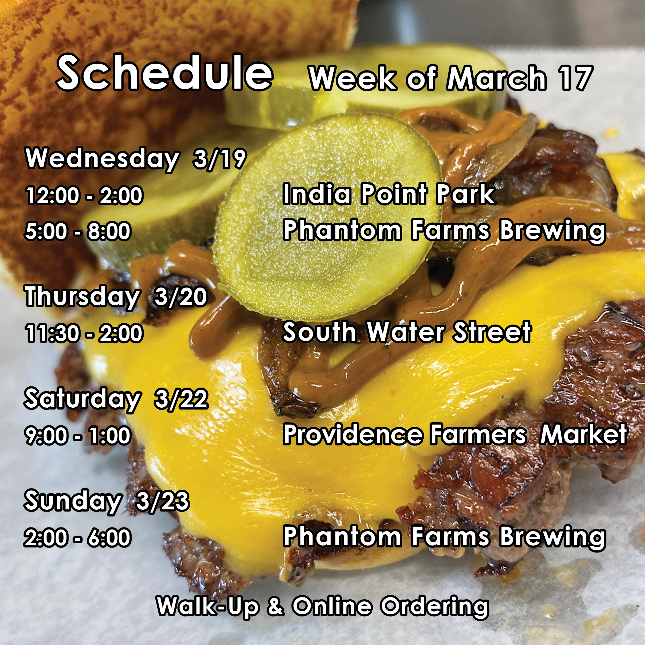 Our schedule for the week of March 17, 2025.rocket fine street food