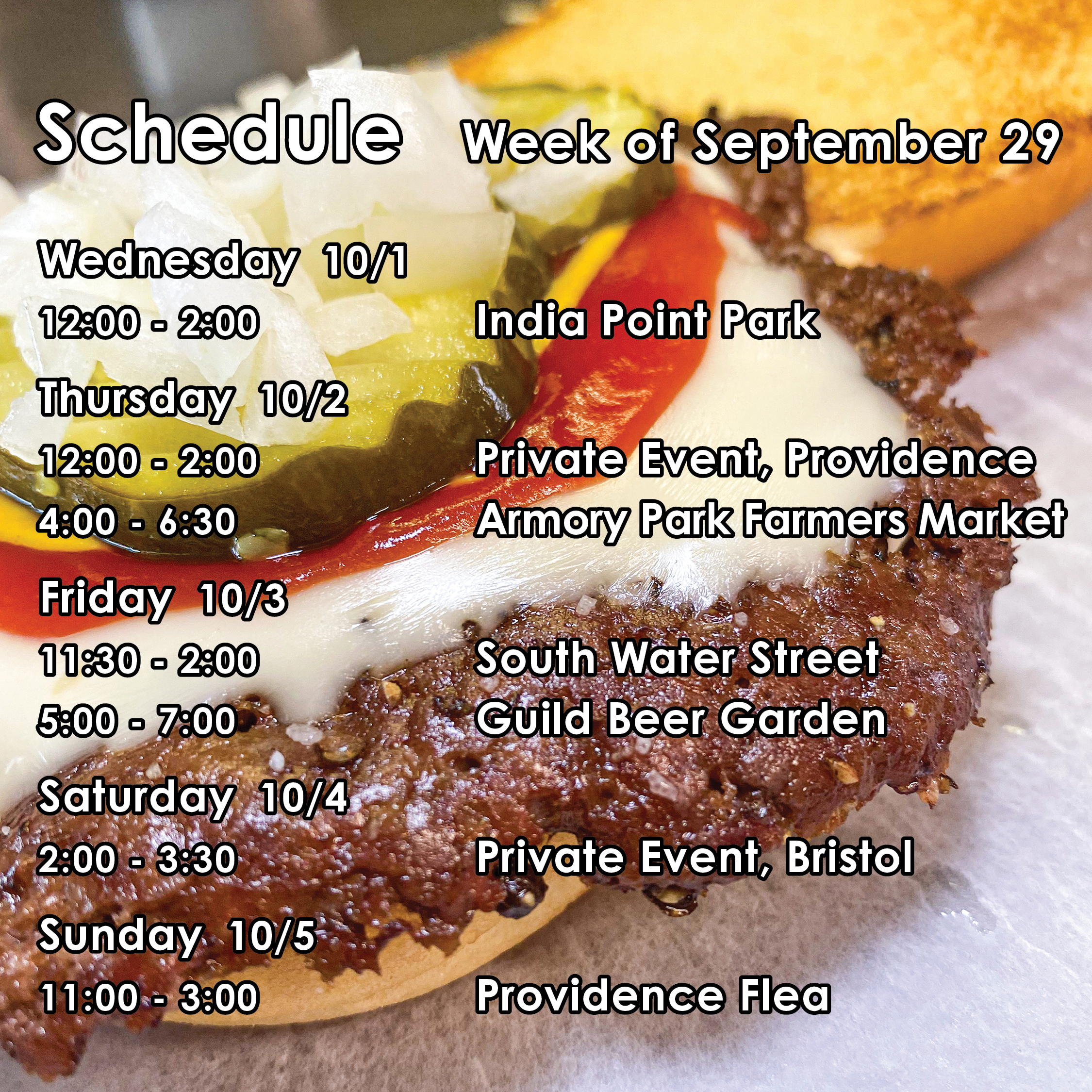 Our schedule for the week of September 29, 2025.rocket fine street food